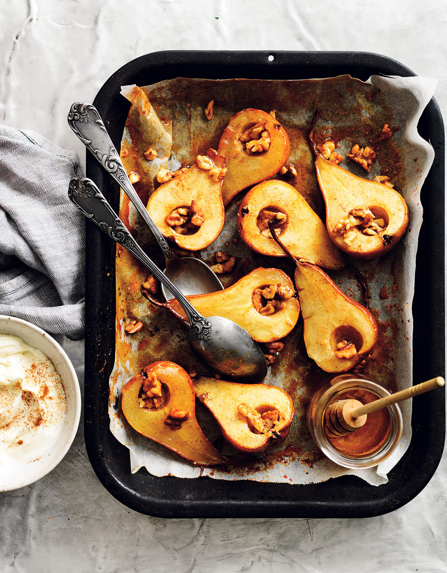 Roasted Pears with Honey and Walnuts Recipe | myfoodbook | How to bake ...