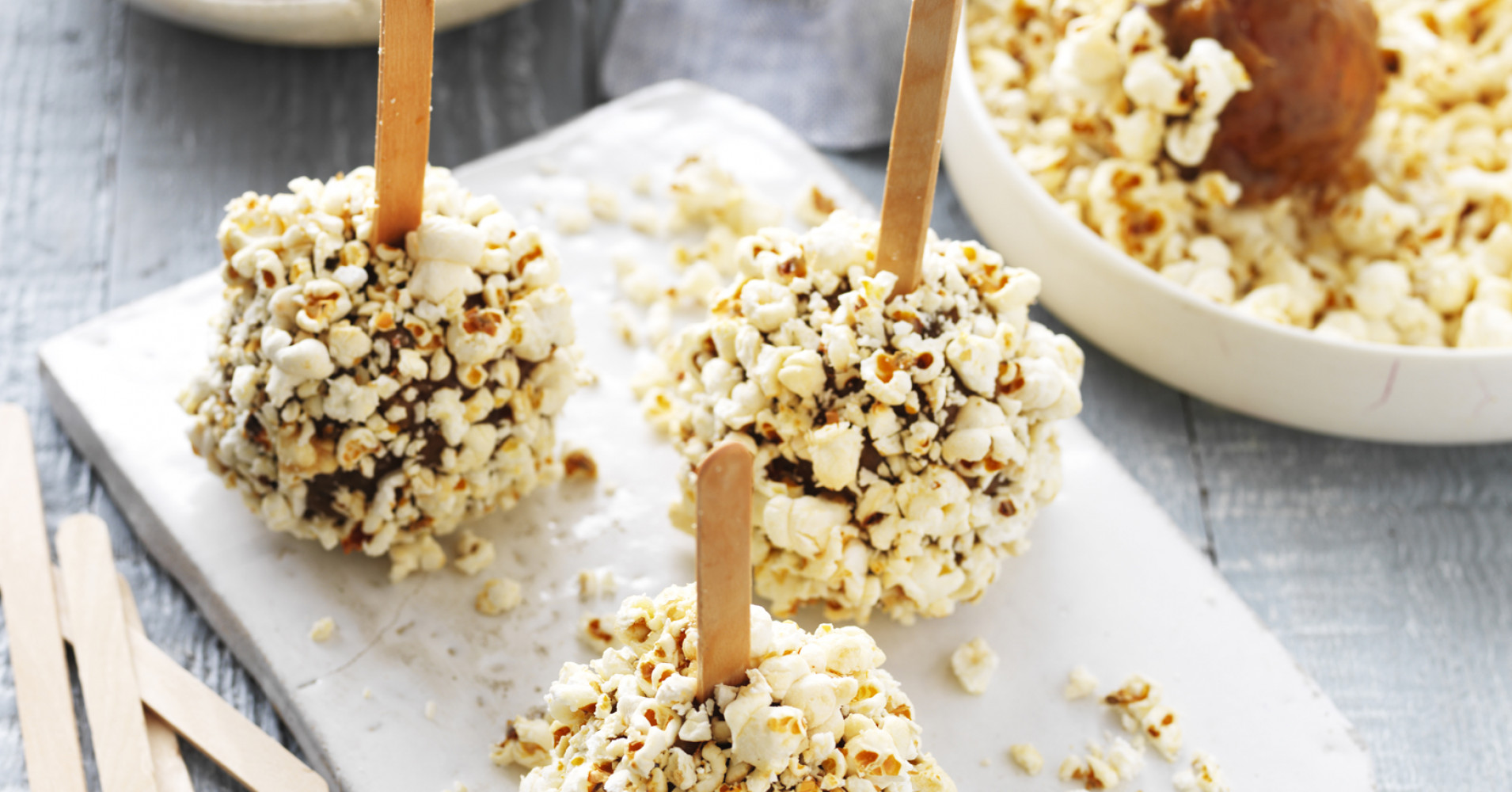 Salted Caramel Popcorn Apples Recipe | myfoodbook | Healthy caramel ...