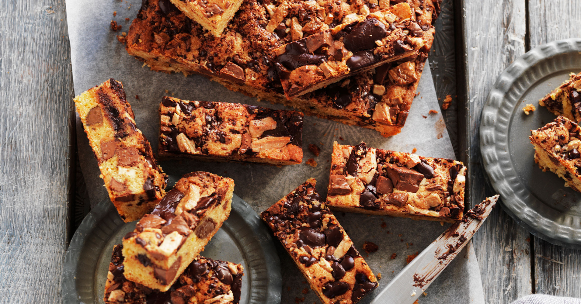 Chewy Triple Chocolate Slice Recipe | myfoodbook