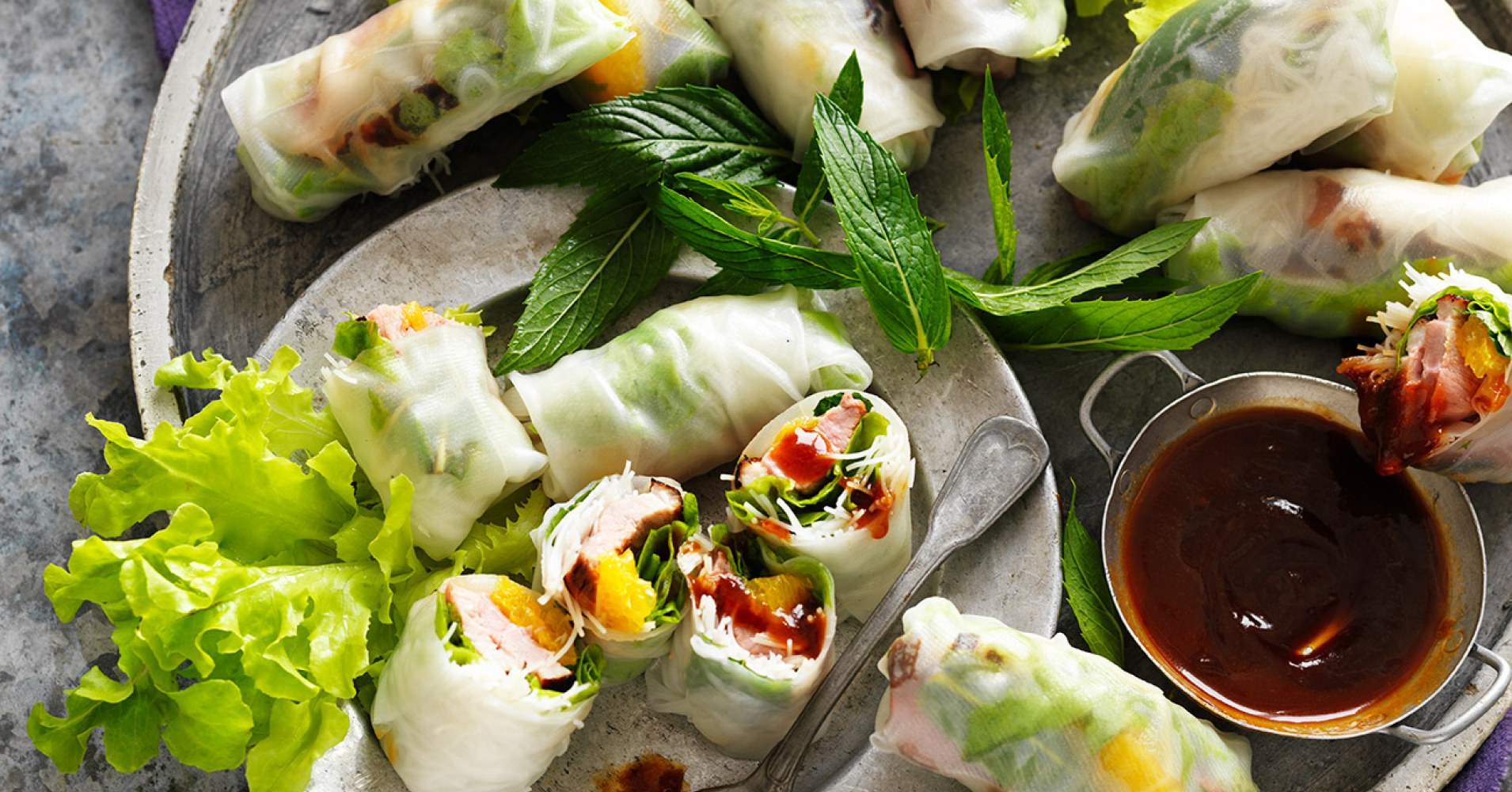 Duck, Orange and Mint Rice Paper Rolls Recipe | myfoodbook