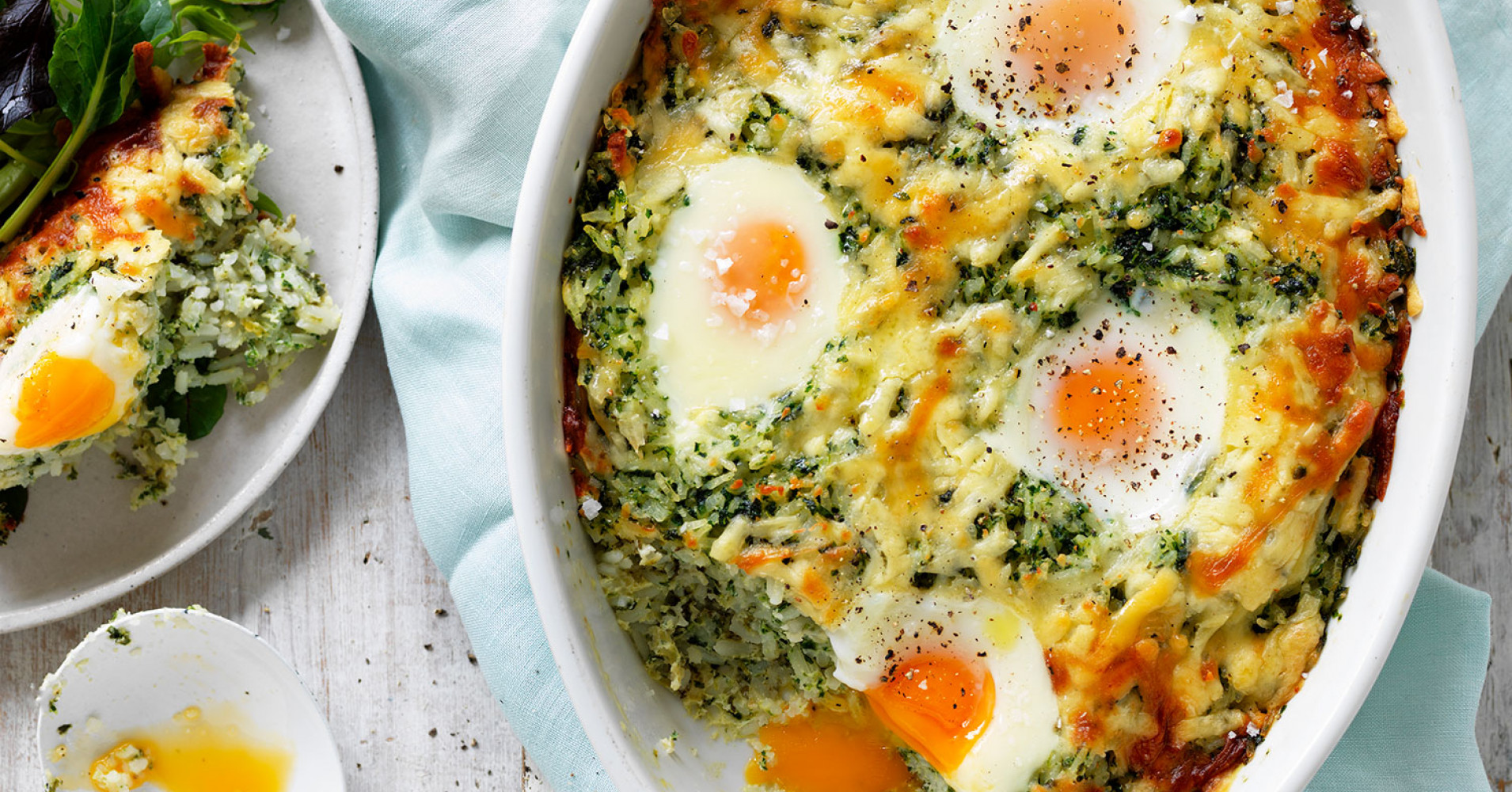 Egg and Spinach Rice Bake Recipe | myfoodbook