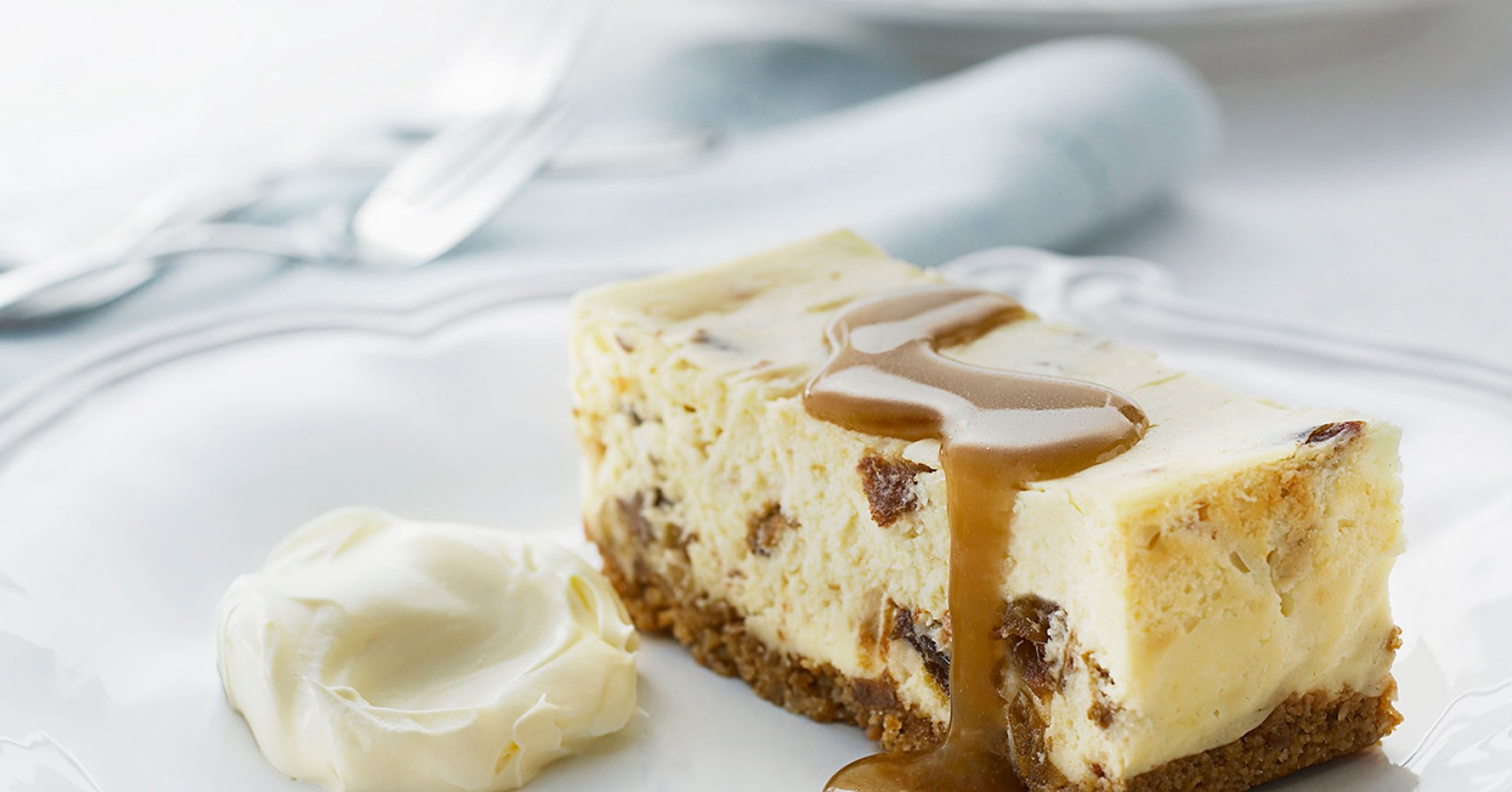 Sticky Date Cheesecake Slice with Caramel Fudge Sauce Recipe | myfoodbook