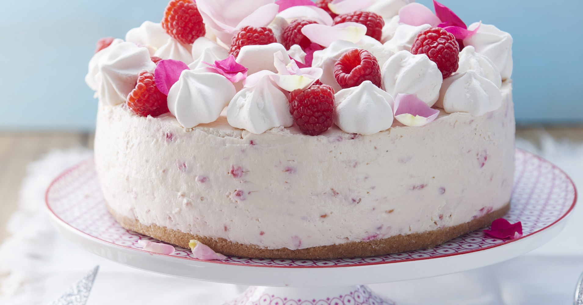 White Chocolate and Raspberry Rosewater Angel Cheesecake Recipe ...