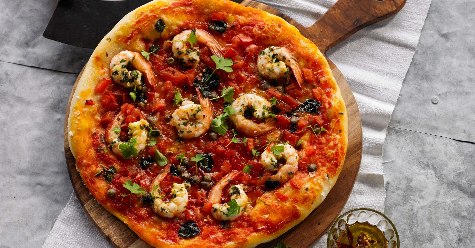 Green King Prawn Pizza Recipe | myfoodbook