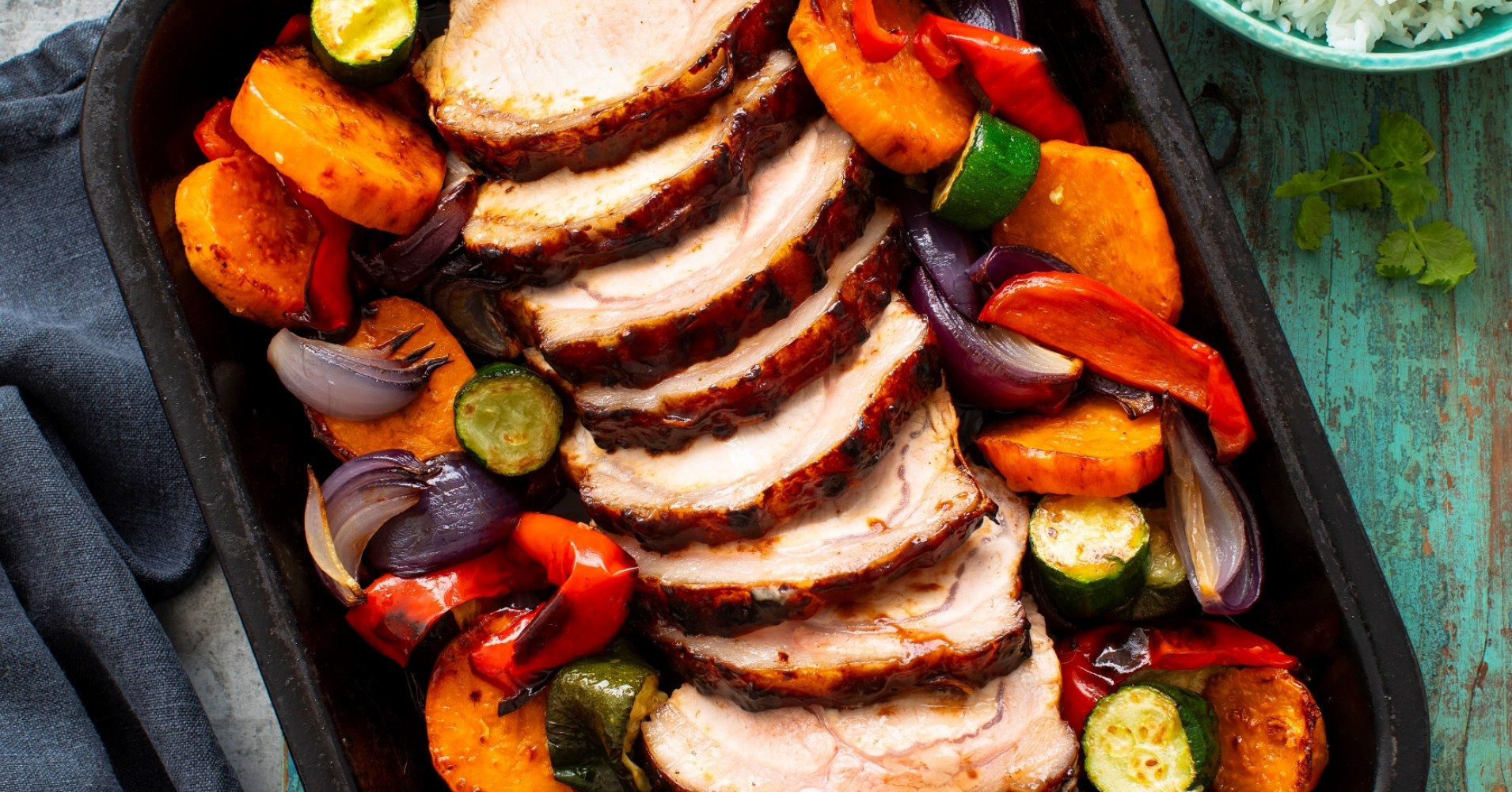 Hoisin & Garlic Pork Tray Bake Recipe | myfoodbook