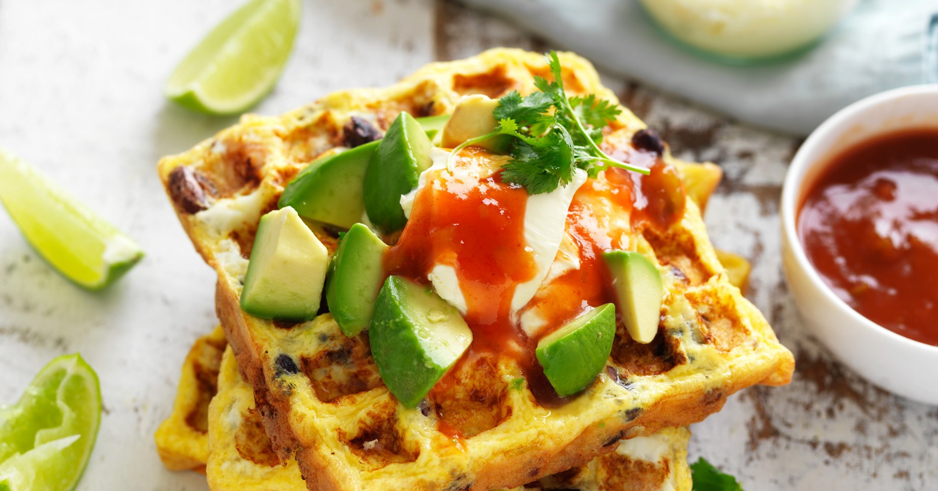Mexi-bean waffle omelettes Recipe | myfoodbook | Egg Waffle Omelettes