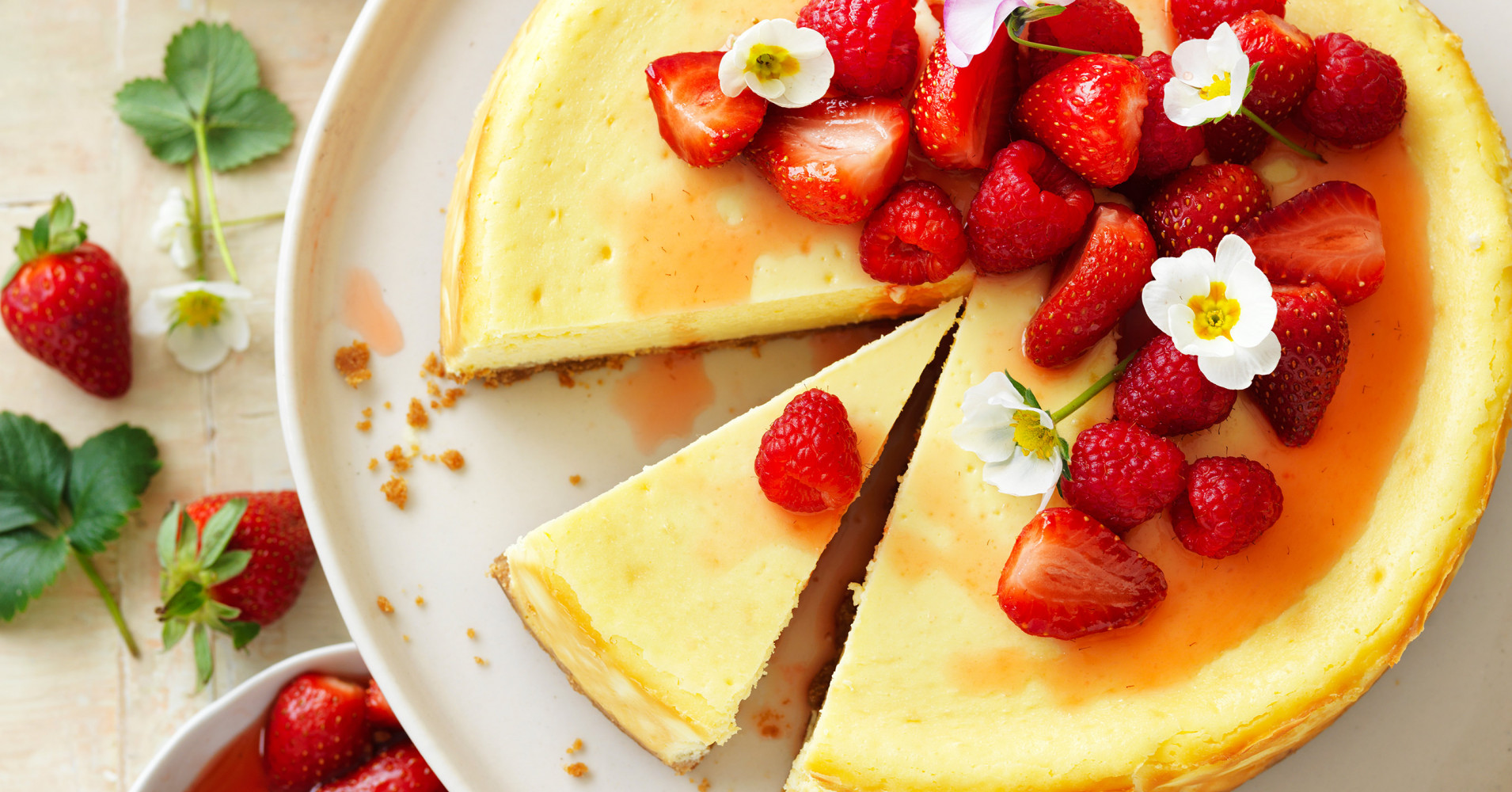 Baked Vanilla Cheesecake with Berry Compote Recipe | myfoodbook | Easy ...