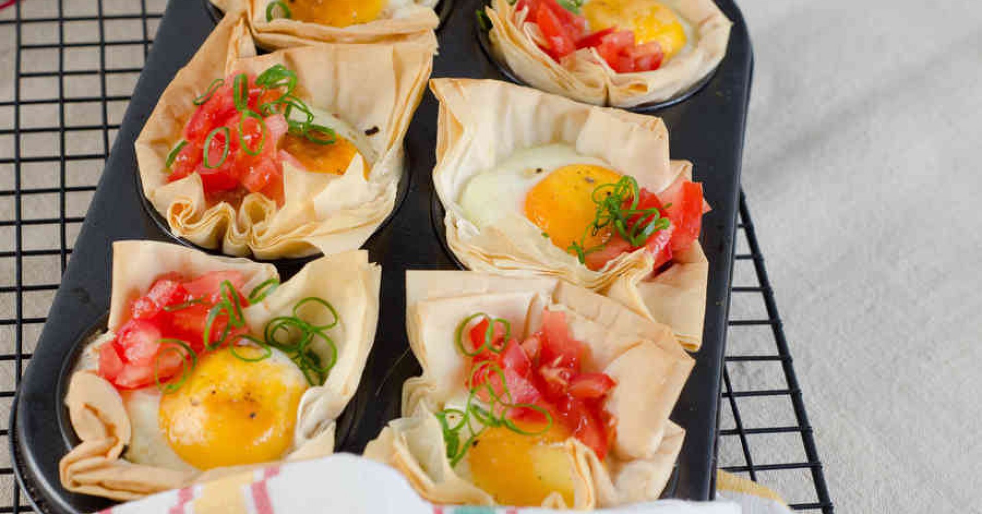 Mini Bacon and Egg Filo Tarts Recipe | myfoodbook