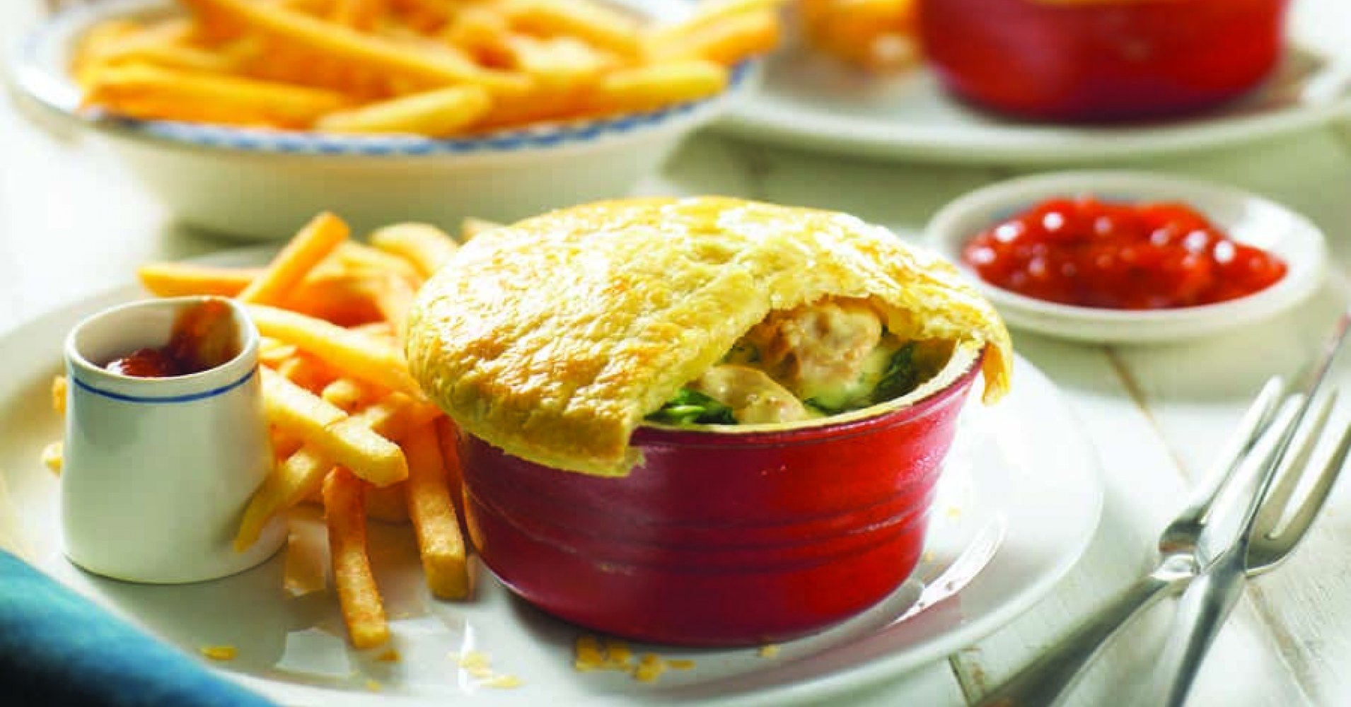 Cornfed Chilli Chicken Pies with Spicy Tomato Sauce Recipe | myfoodbook
