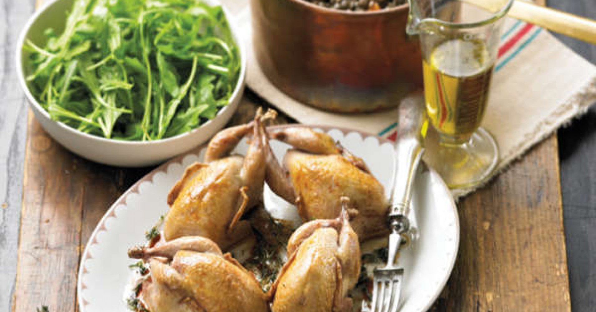 Whole Roasted Quail with Lentils Recipe | myfoodbook
