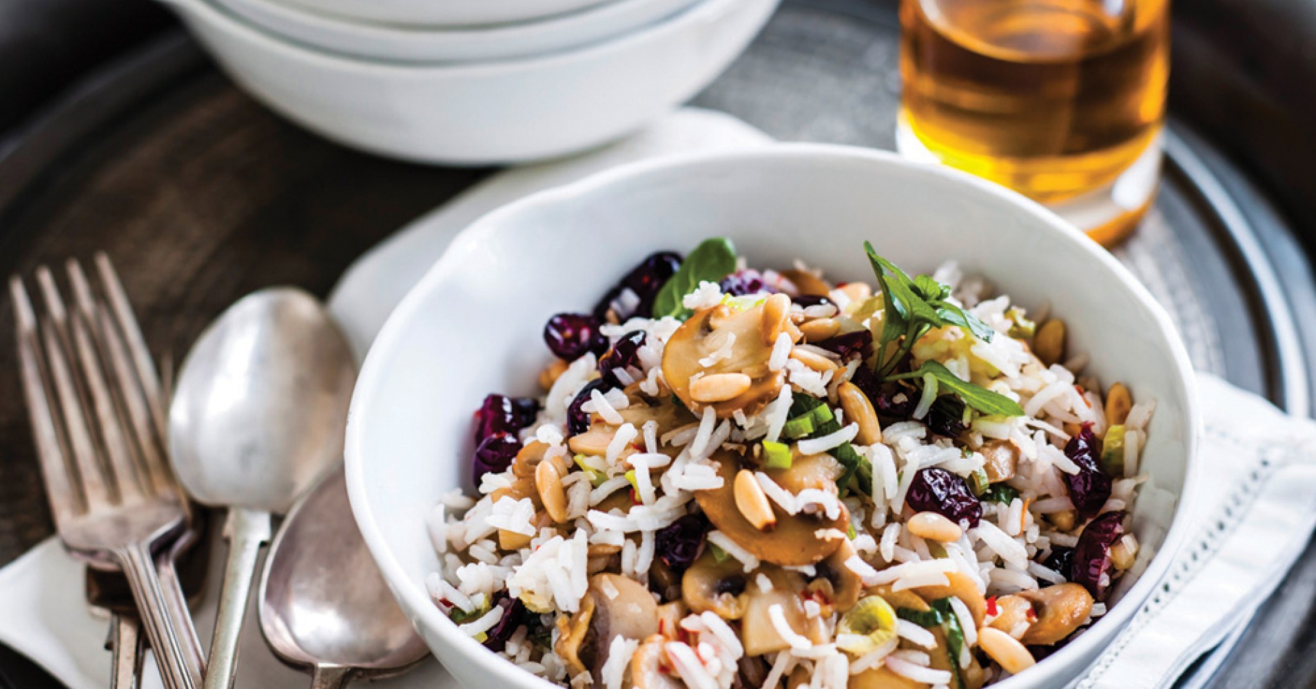 Mushroom, Cranberry & Pine nut rice Salad Recipe | myfoodbook | Make a ...