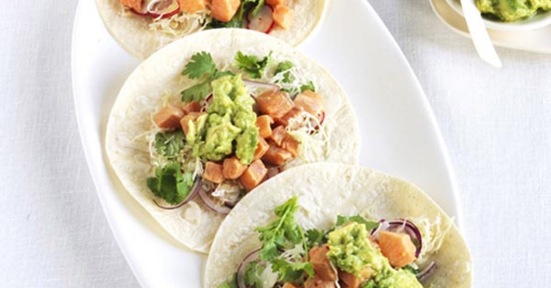 Ocean trout ceviche tacos with rough guacamole Recipe | myfoodbook