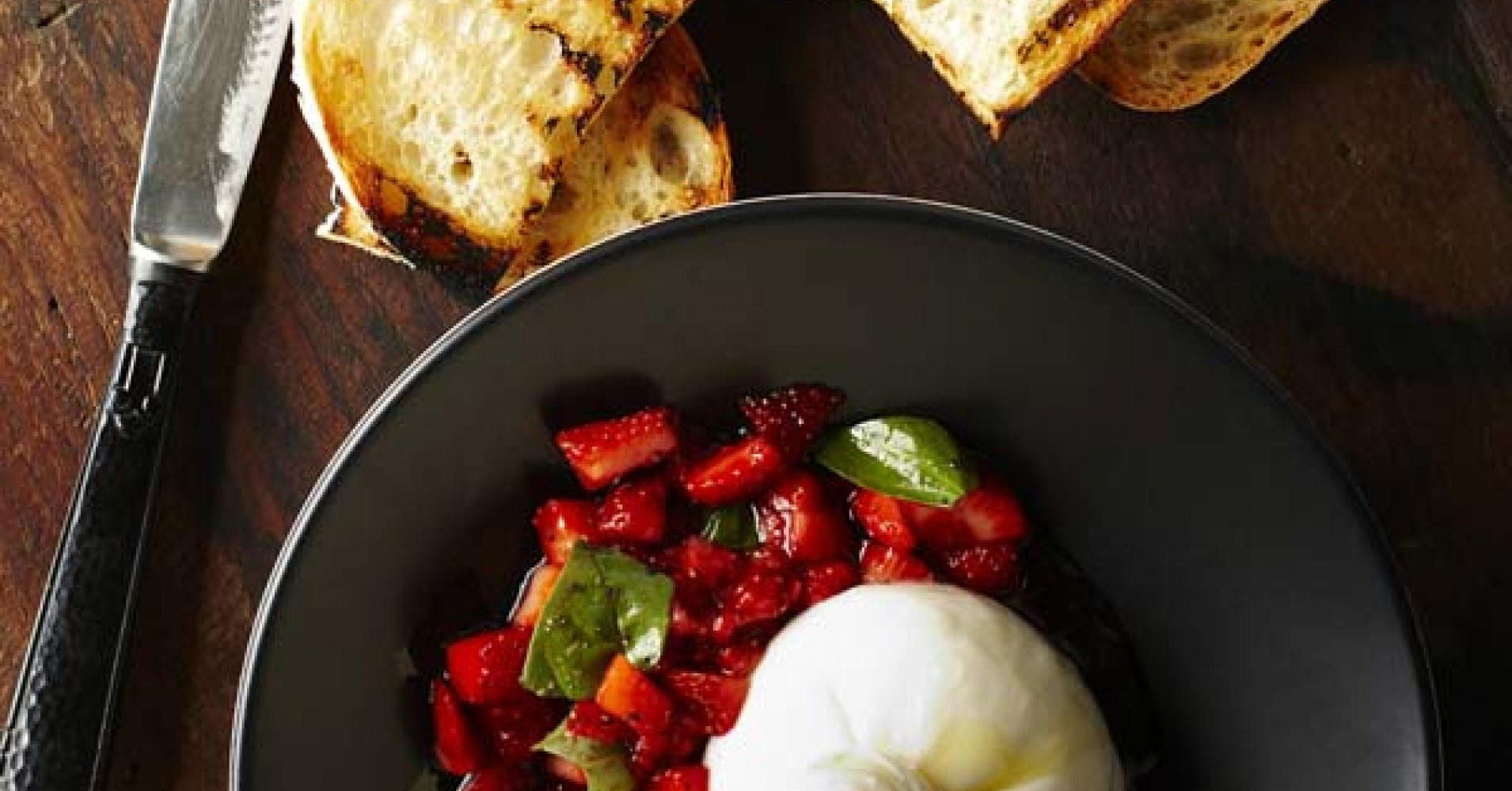 Burrata with Strawberry and Basil Salsa Recipe | myfoodbook