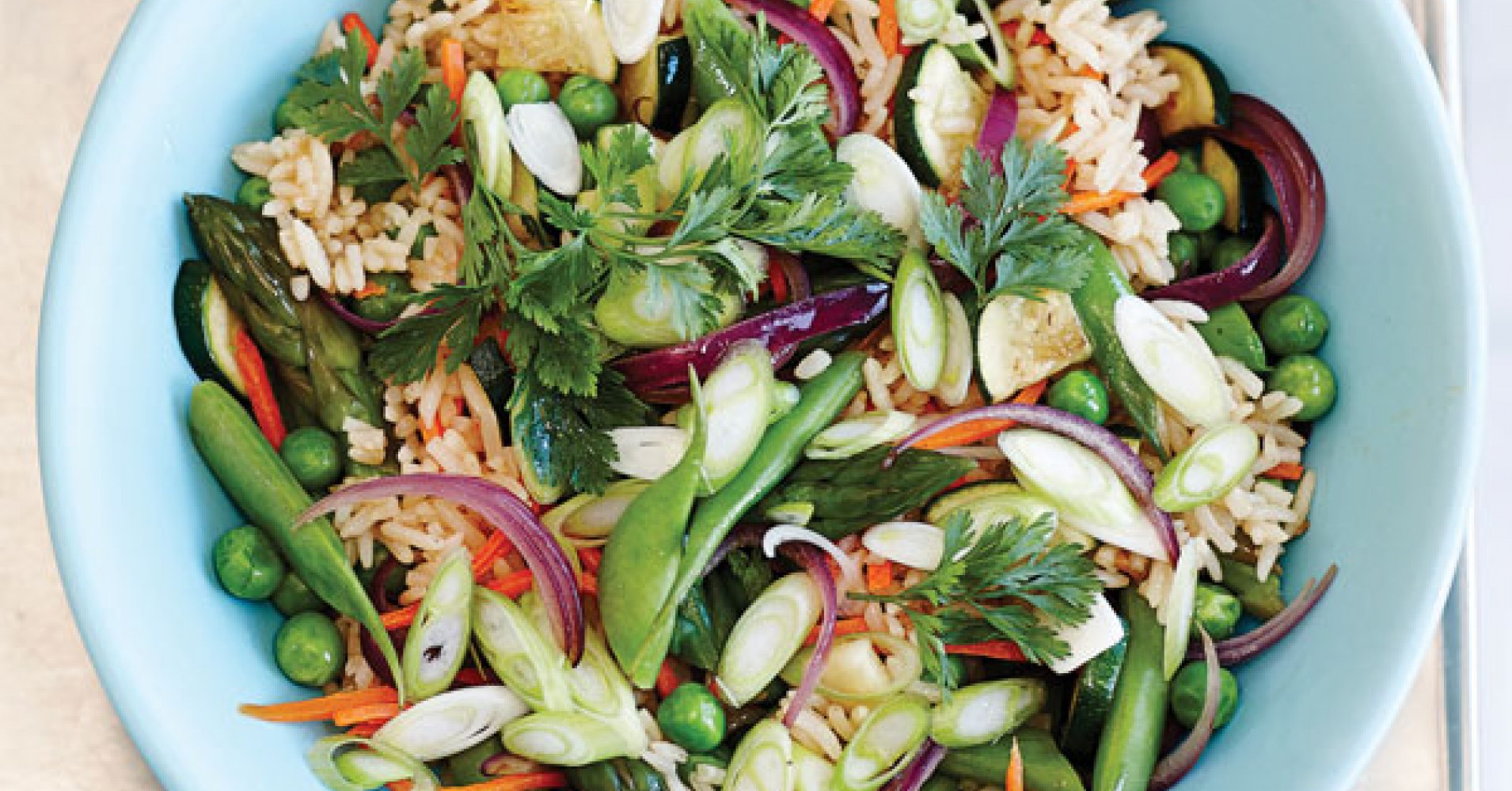 Stir Fried Fragrant Rice with Spring Vegetables Recipe | myfoodbook