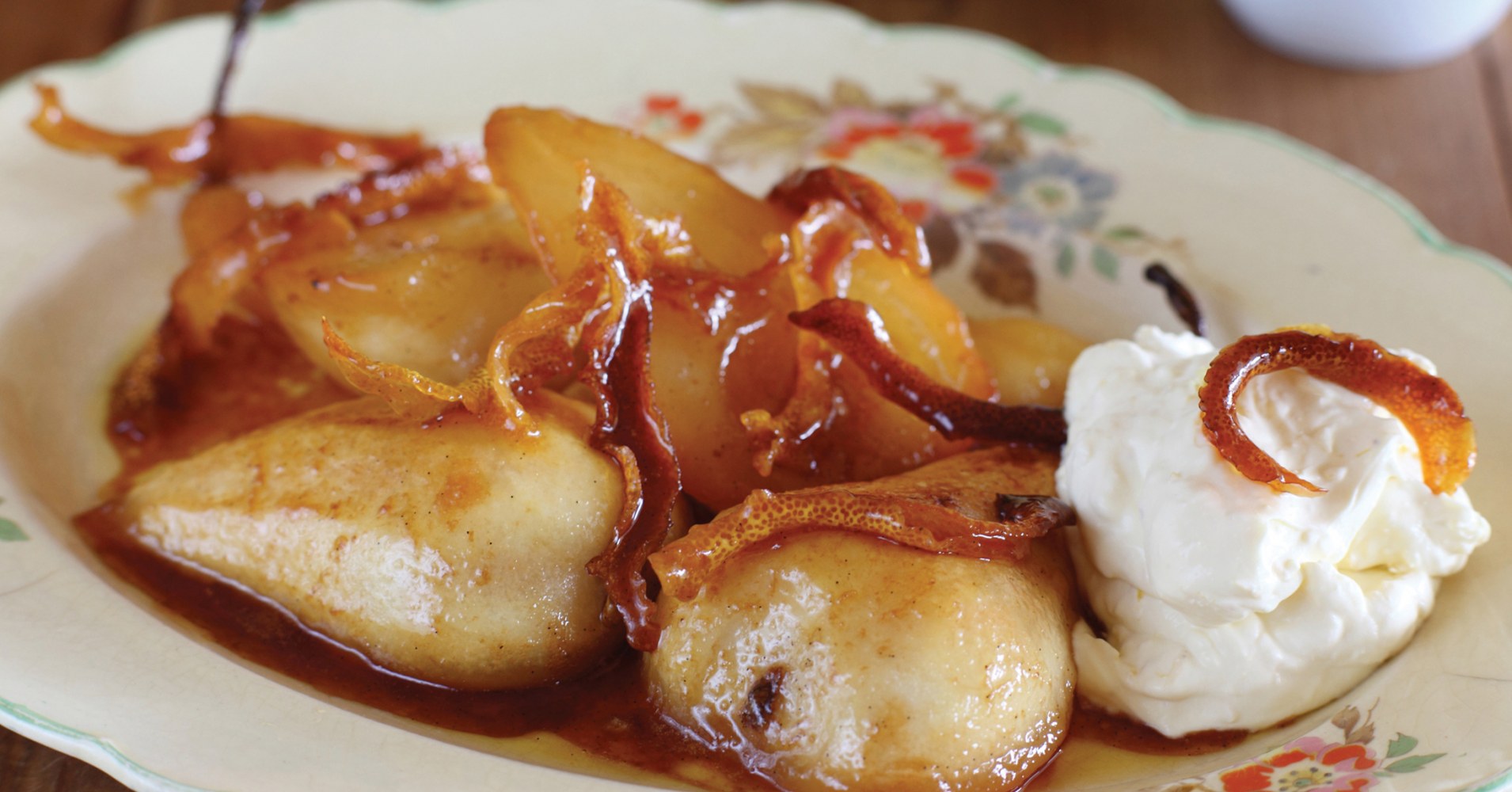 Glazed Pears with Mascarpone Recipe | myfoodbook