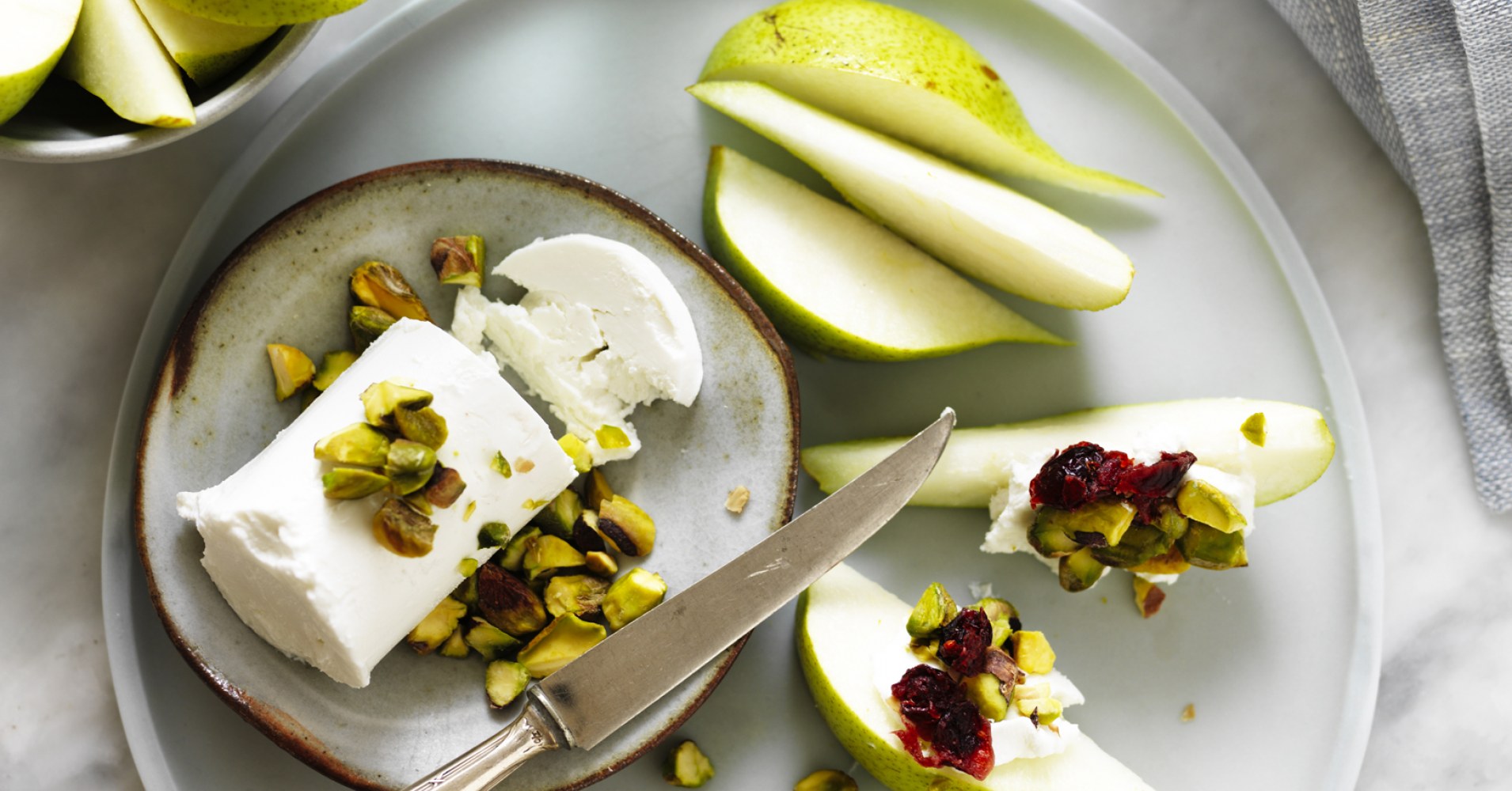 Goats Cheese and Pear Wedges Recipe | myfoodbook | Healthy Pear snack