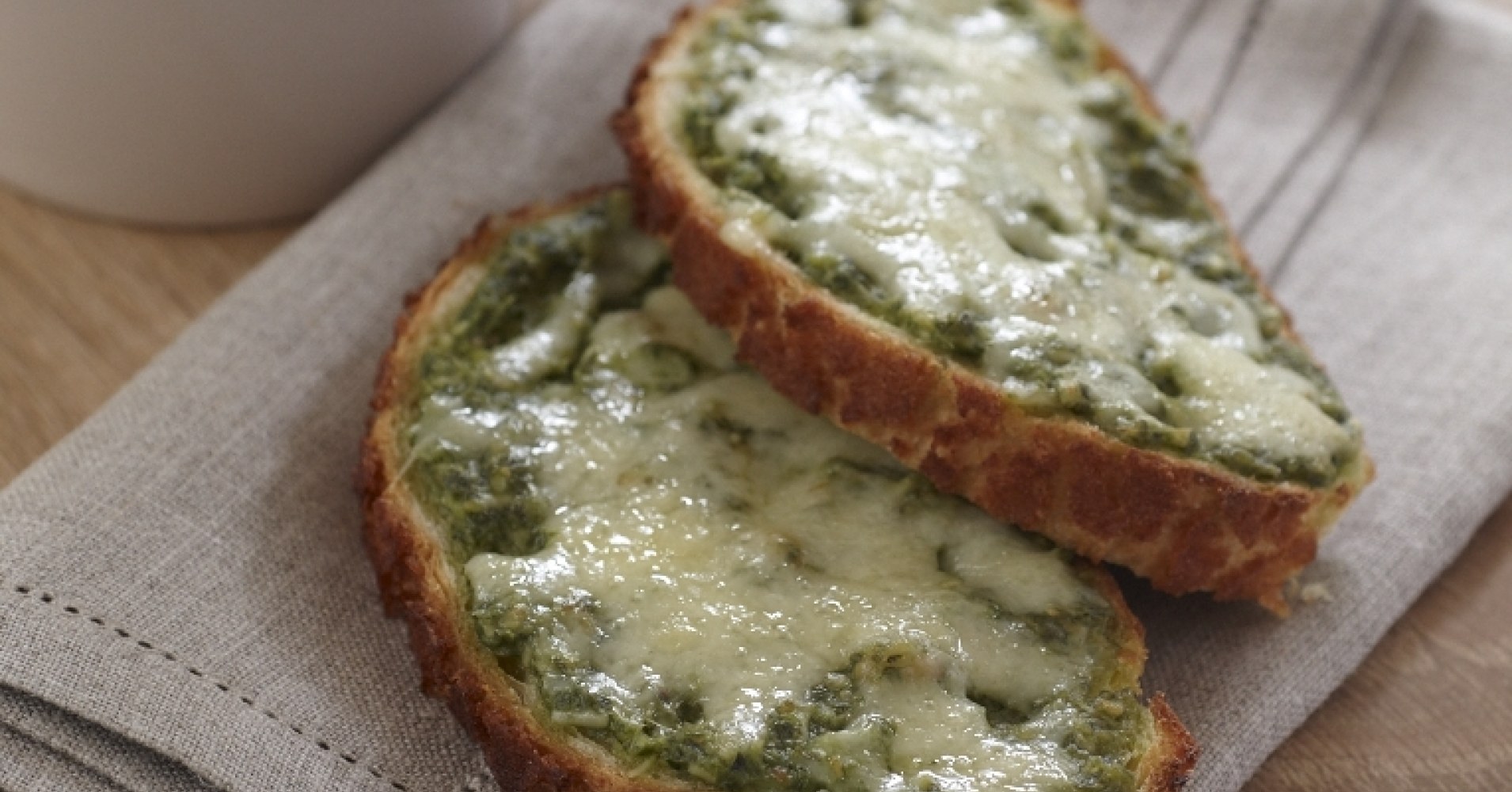 Cheesy Pesto Toast Recipe | myfoodbook