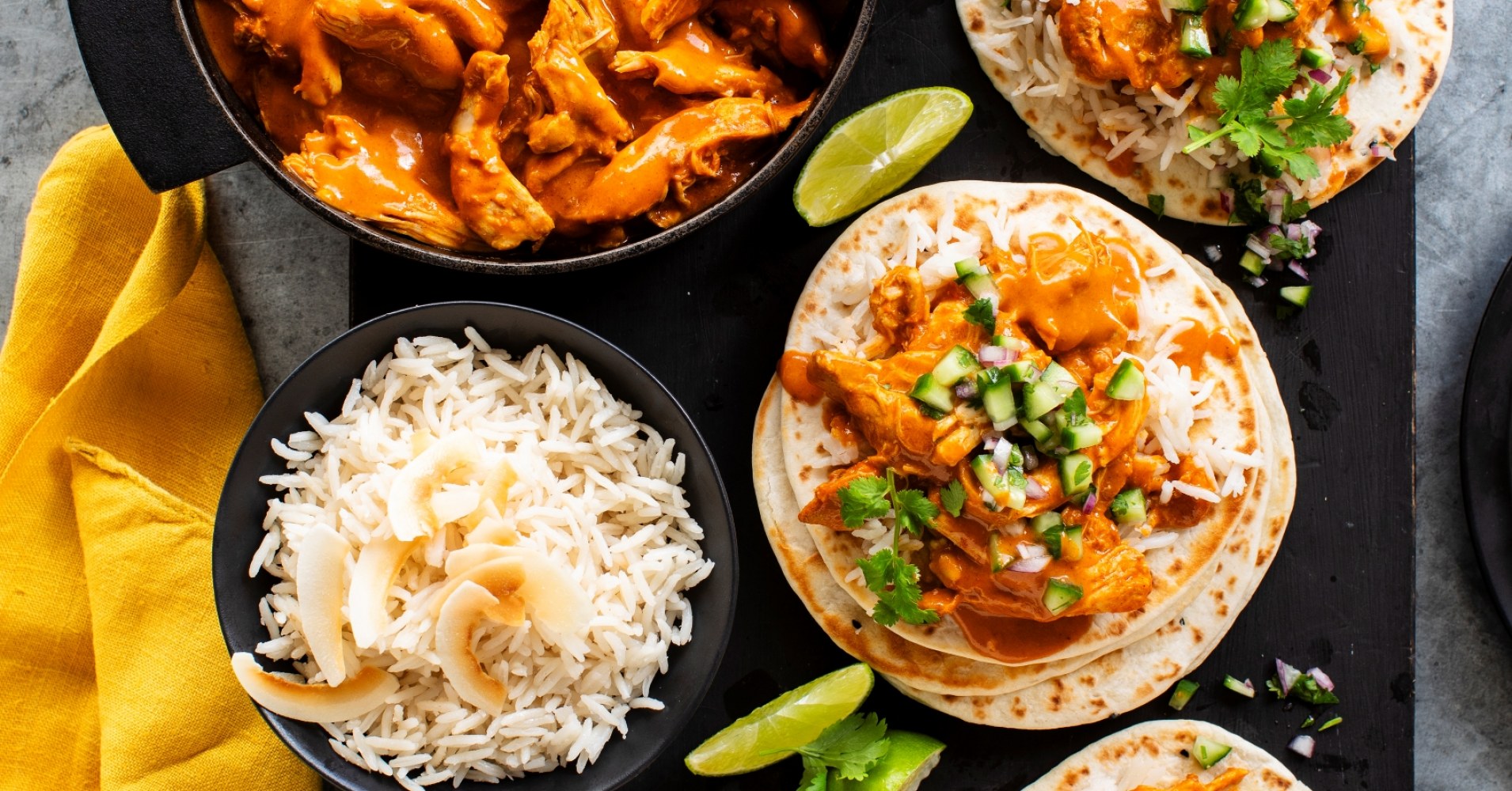 Slow Cooker Butter Chicken Naan Tacos Recipe | myfoodbook