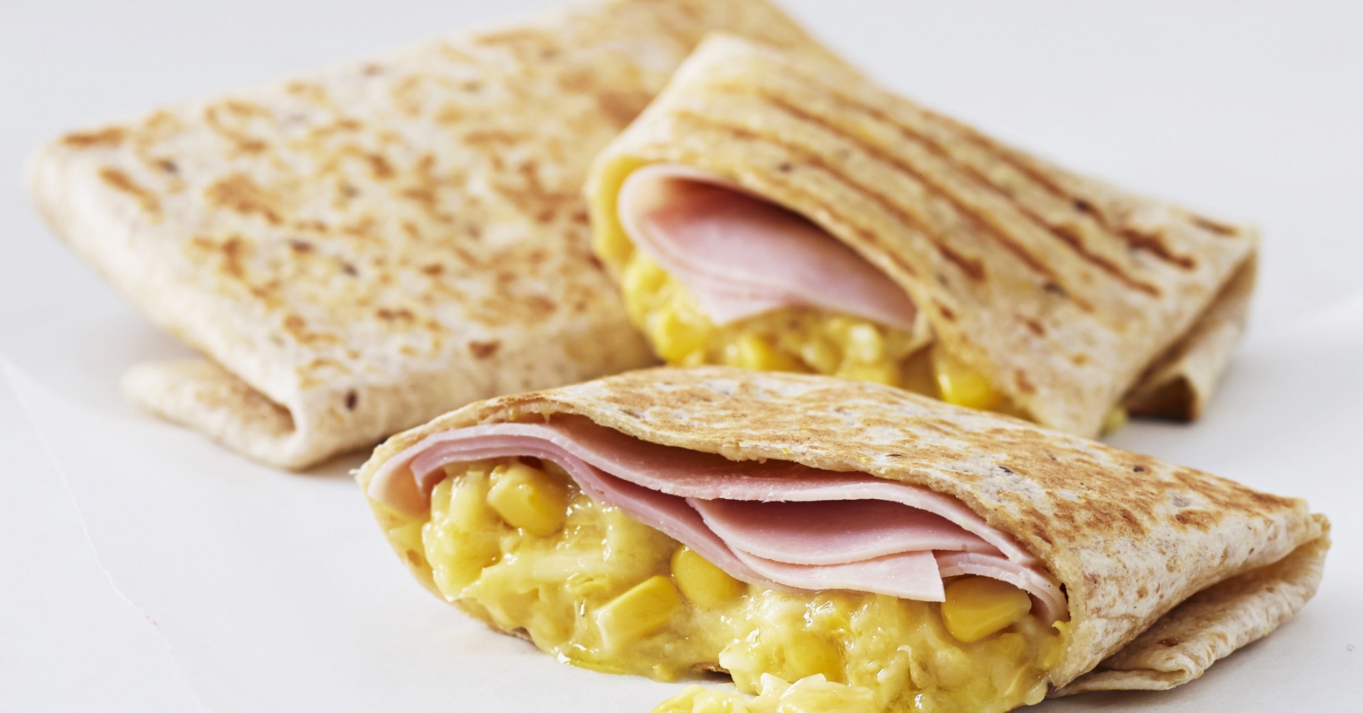 Creamed Corn and Ham Toasted Wraps Recipe | myfoodbook