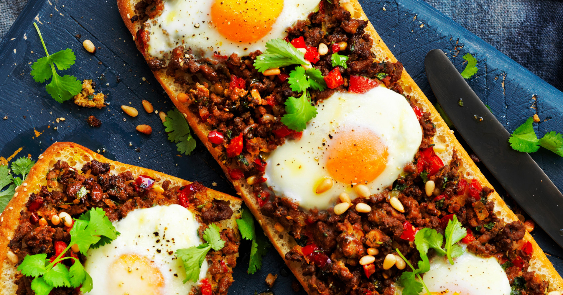 Turkish Bread with Spicy Lamb and Eggs Recipe | myfoodbook | Moroccan ...