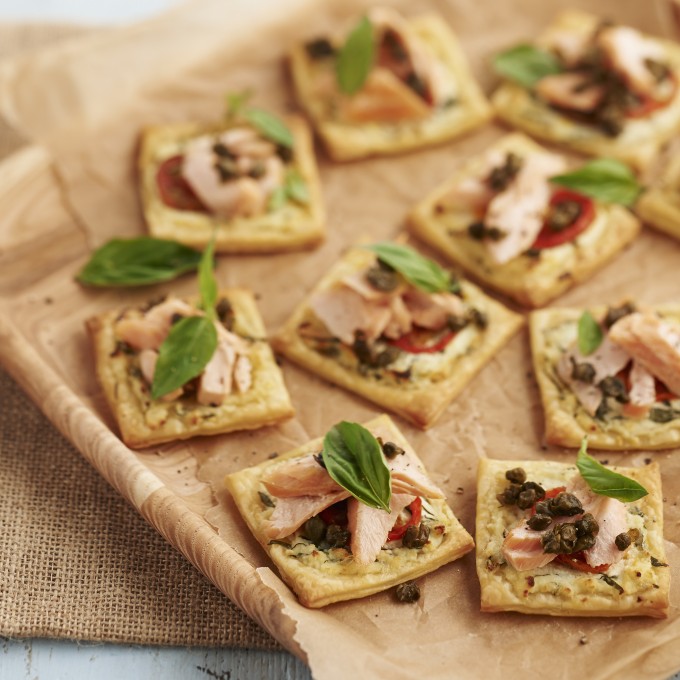 Basil Ricotta Tartlets with Smoked Trout Recipe | myfoodbook