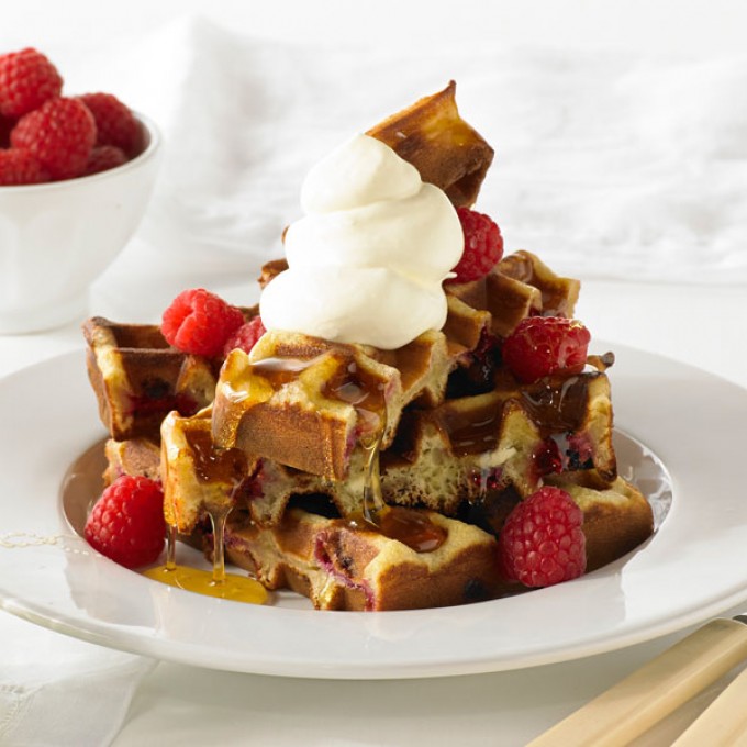 White Chocolate and Raspberry Waffle Recipe | myfoodbook