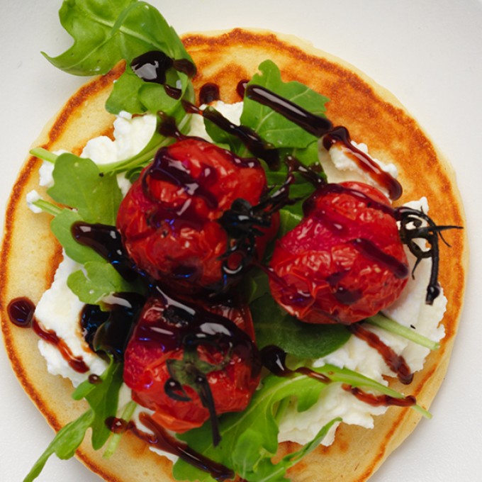 Roast Cherry Tomato, Ricotta and Rocket Pancake Recipe | myfoodbook ...