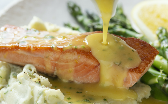 Garlic and Herb Buttery Mash with Salmon and Lemon Butter Sauce Recipe ...